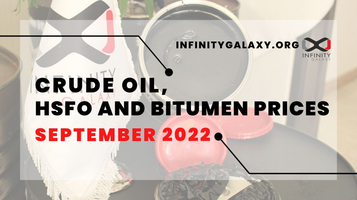 Crude Oil, HSFO and Bitumen Prices September 2022 - Infinity Galaxy